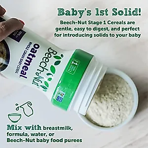 Beech-Nut Infant Cereal, Organic Oatmeal Baby Cereal, 8 oz Canister (6 Pack)