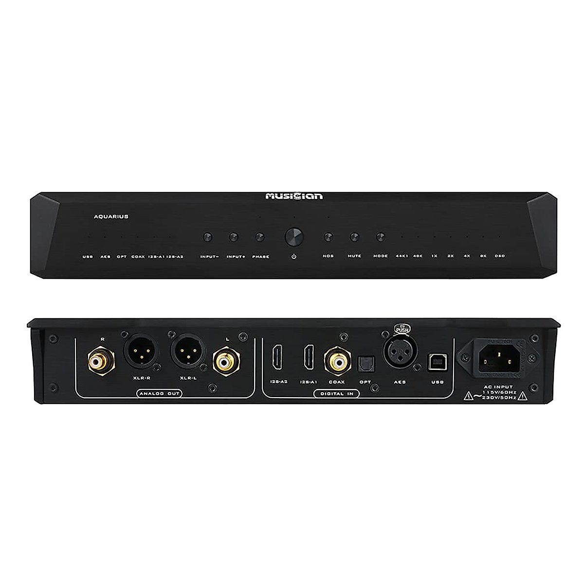 Musician Aquarius R2R DAC HiFi Mid-Range Decoder Balanced DAC USB/Opt/Coax/2 x IIS/AES Input RCA/XLR Output Home Audio Desktop DAC (Black)