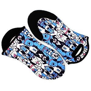 Dog Print Oven Mitts 2 Pack, Neoprene Fabric Heat Resistant Rubber Grip, Kitchen Oven Glove, Washable Pot Holder