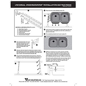 Vance Industries QN23UM 23" Universal Undermount Sink Installation Kit,Silver