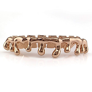 18k Gold Teardrop Bottom Grillz 6 Teeth Lower Teeth Drip Cap Grillz