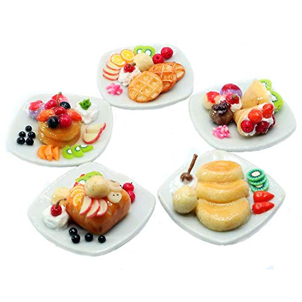 ThaiHonest 5 Dollhouse Miniatures Pancake & Waffle Food Supply Handcrafted,Tiny Food