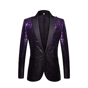 Men Shiny Sequins Suit Jacket Blazer One Button Luxury Party Tuxedo Weddings Dinner Prom Shiny Banquet Sport Coat (Multicolor,X-Large)