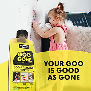 Goo Gone Original Liquid - 8 Ounce and Sticker Lifter - Surface Safe Adhesive Remover Safely Removes Stickers Labels Decals Residue Tape Chewing Gum Grease Tar Crayon Glue