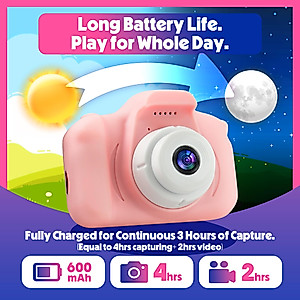 Kids Camera for Boys and Girls - BELLOCHIDDO Toddler Camera for Kids Toy Gift, Children Camera Christmas Birthday Gifts for Age 3-8 with 32GB SD Card, Selfie Camera Recorder 1080P IPS 2 Inch(Pink)