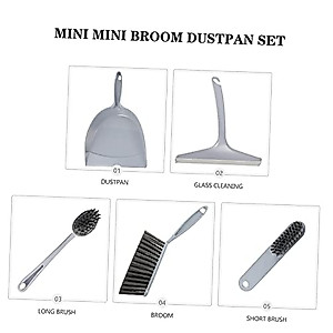 GOOHOCHY 5pcs Broom Dustpan Micro Brushes Mini Cleaning Brush Kid Broom Mop Table Dustpan and Balais Mini Saucepan Pet Mini Sweep Broom Board Aid Cleaning Scrub Brush Mini Broom Pp Purple