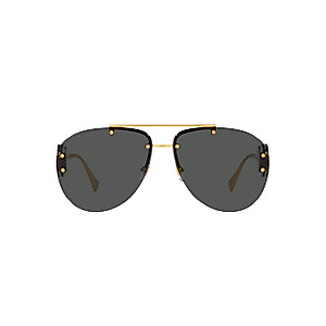 Versace Woman Sunglasses Gold Frame, Dark Grey Lenses, 63MM