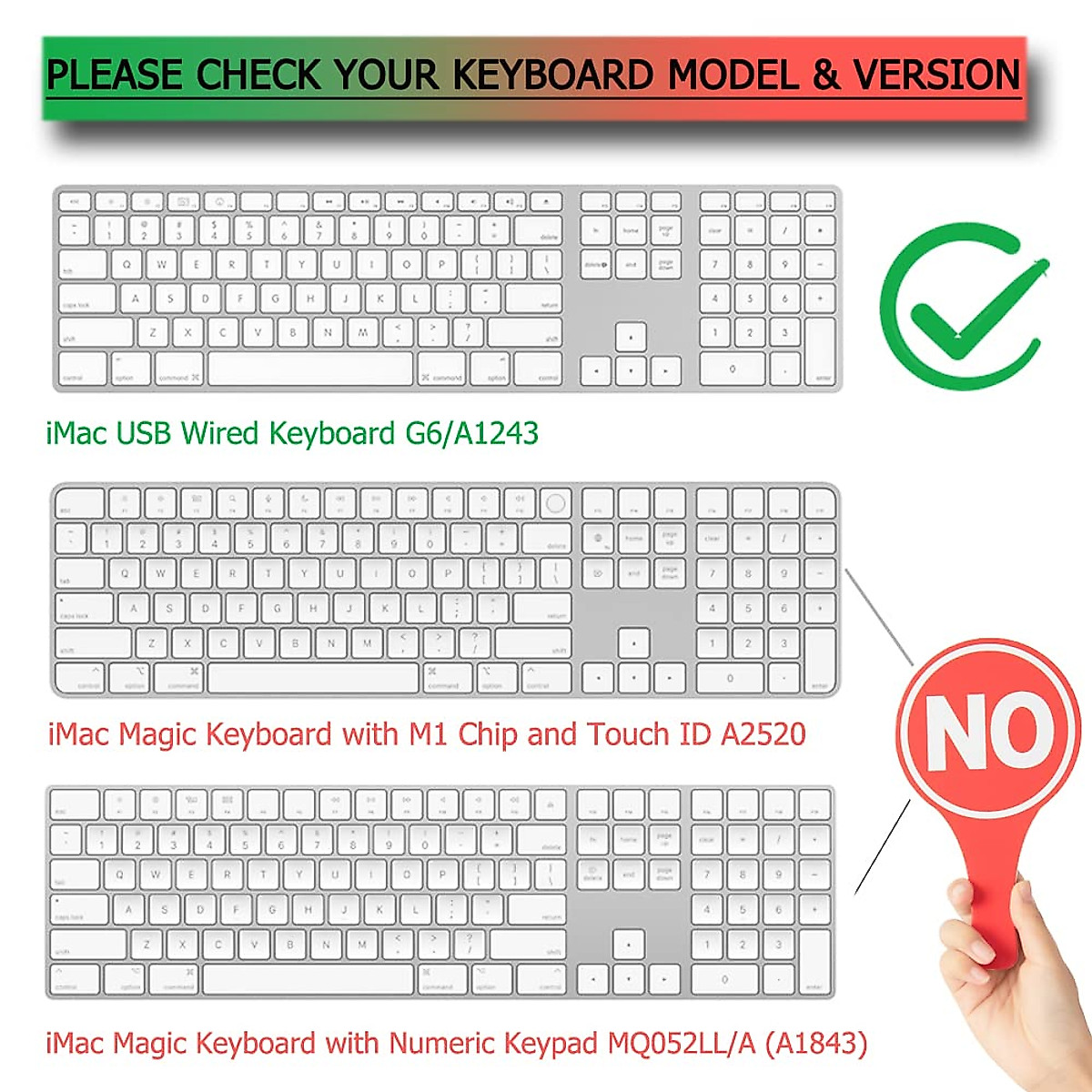 Silicone Keyboard Cover Skin for iMac Wired USB Keyboard with Numeric Keypad MB110LL/B (A1243) US Layout Protector Skin Accessories Transparent