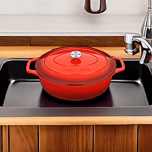 vancasso Enameled Cast Iron Dutch Oven, 9.3 Quart Dutch Oven Pot with Lid, Oval Dutch Oven Cast Iron Pot with Non Stick Enamel Coating for Bread Baking, Red