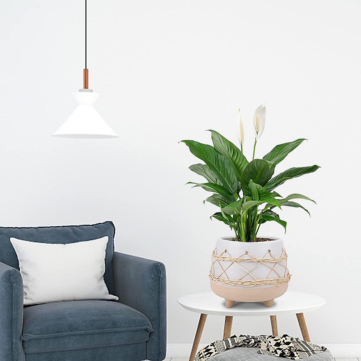 Chonsun Ceramic Planter 8 Inch Plant Pots Indoor Outdoor Planter with Drainage Hole Flower Pots Plant Pot Ceramic Mid-Century