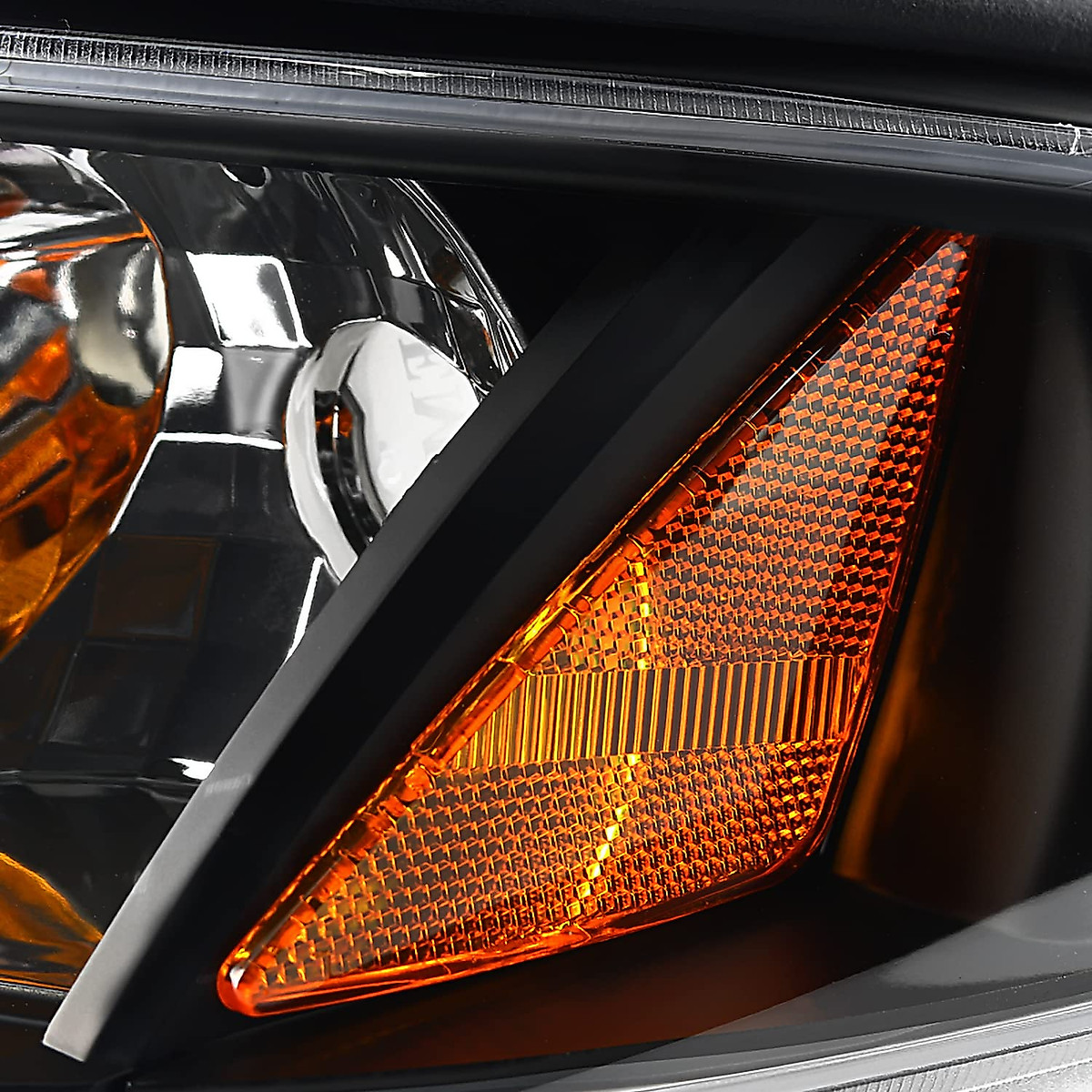 SPEC-D TUNING Black Housing Clear Lens 1PC Headlights + Corner Lights Compatible with 1994-1998 Ford Mustang L+R Pair Head Light Lamp Assembly