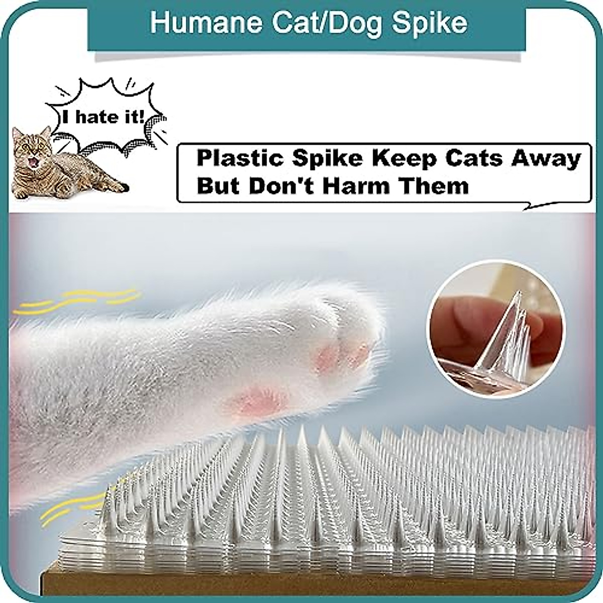 Aocoray 8 Pack Cat Deterrent Outdoor/Indoor Scat Mat, Pet Deterrent Training Mats, Keep Cats/Dogs Away Plastic Mats with Spikes, 12 Sq.ft, 16 x 13 Inches