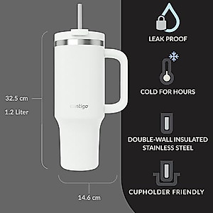 Contigo Streeterville Tumbler 1200 ml with Handle | Stainless Steel Vacuum Insulated Water Bottle with Straw and Lid | Cold for 29 Hours | Travel Mug | Thermal Flask | BPA Free