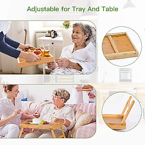 Bamboo Bed Tray Table with Foldable Legs & 5-Piece Bamboo Drawer Organizer Set