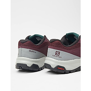 Salomon Outline Hiking Shoes for Women, Wine Tasting/Quarry/Green Gables, 5