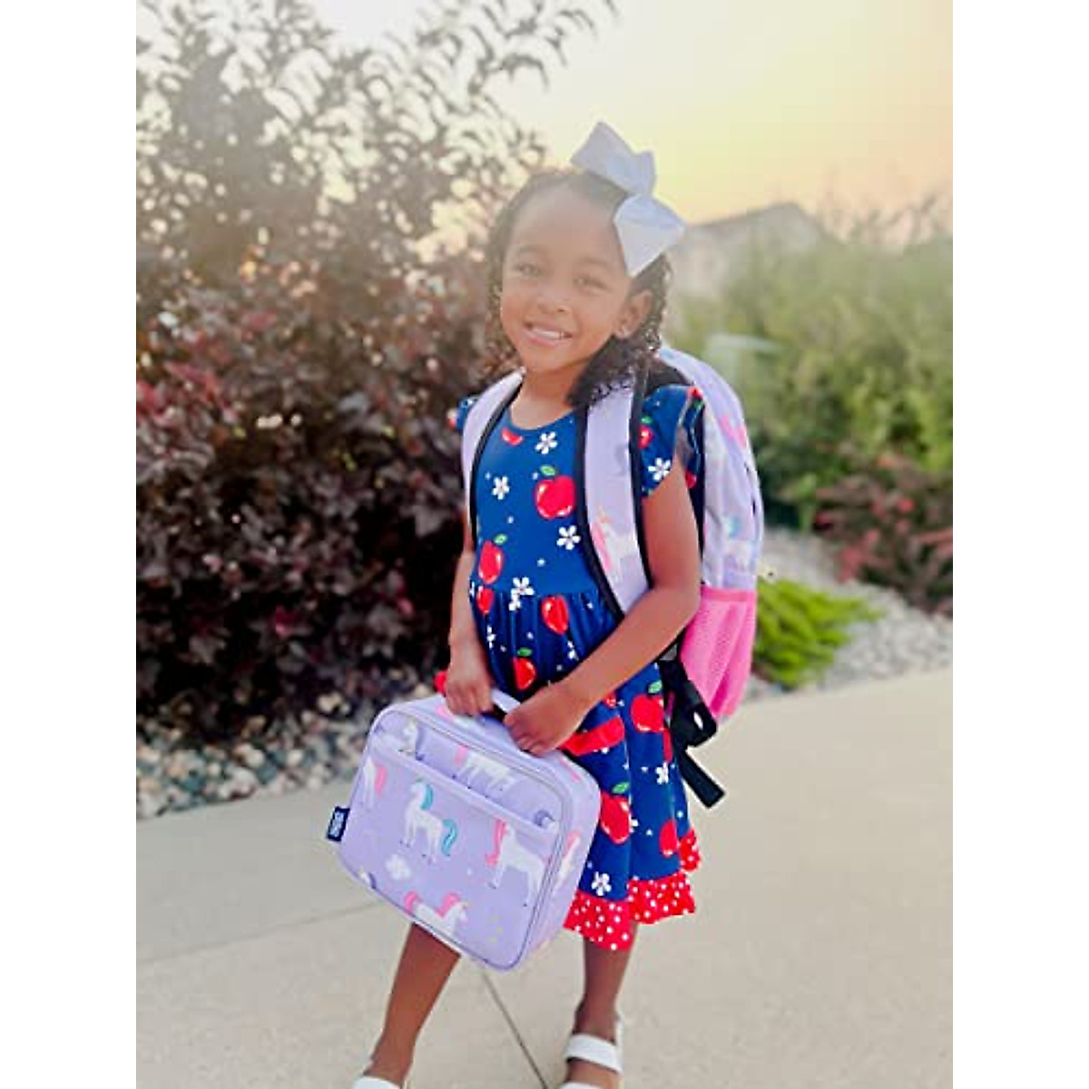 Wildkin Kids 16 Inch Backpack and Umbrella Bundle for On-The-Go Comfort (Unicorn)