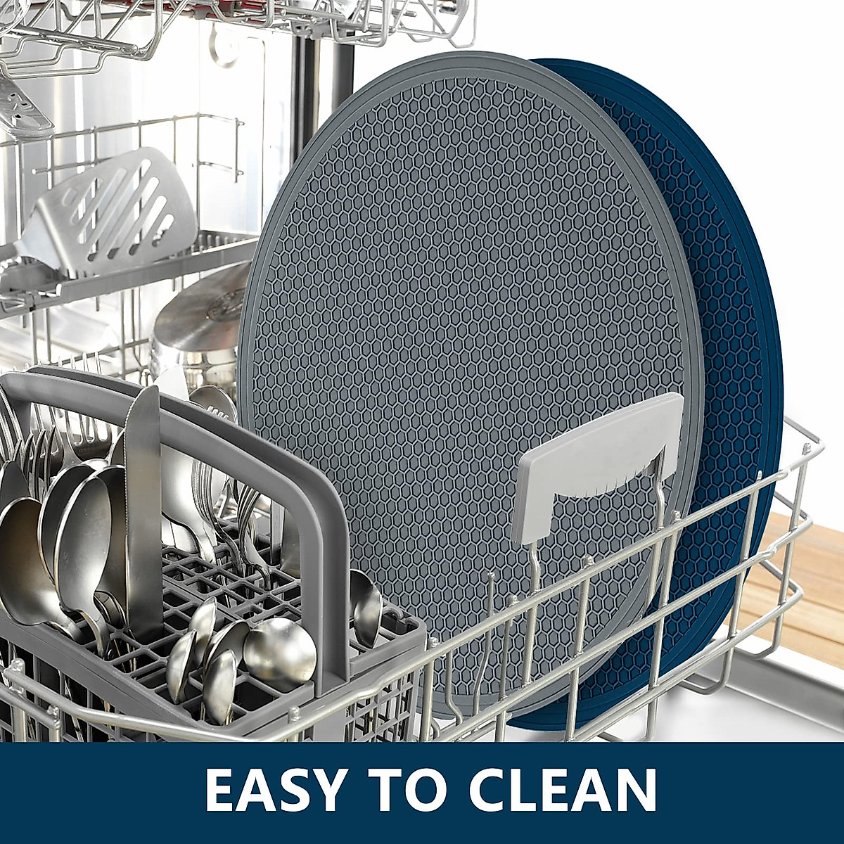 Webake Silicone Microwave Mat 12 Inch Round Large Trivet 2 Pack Non-Slip Microwave Turntable Pad, Giant Pot Holders Drying Placemat for Hot Pot Pans Bowls Plates Dishes Kitchen Counter