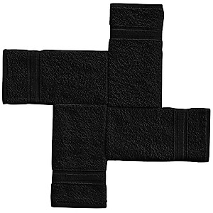 Cotton Fingertip Towels Set - 4 Pack Black Highly Absorbent, Soft Feel Fingertip Towels 11"x17"