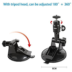 PellKing Action Camera Suction Cup Mount with Adhesive Pad for Car Dashboard Vehicle Windshield & Window Holder Compatible with GoPro Hero 11 10 9 8 7 6 4 5, DJI Osmo Action 2 3, Akaso, Insta360 etc