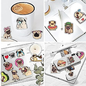 100 Pack Cute Pug Dog Stickers for Water Bottle Car Laptop, Waterproof Aesthetic Trendy Sticker, Great Gift for Pug Lover Kids Teens