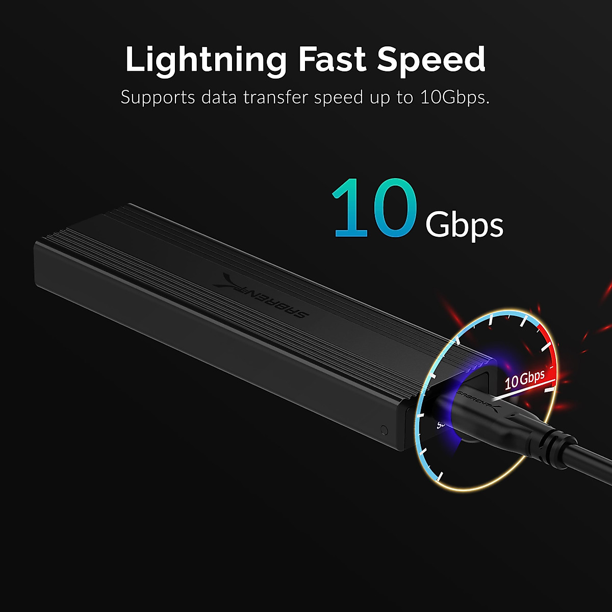 SABRENT USB 3.2 10Gbps Type C Tool Free Enclosure for M.2 PCIe NVMe and SATA SSDs (EC-SNVE)