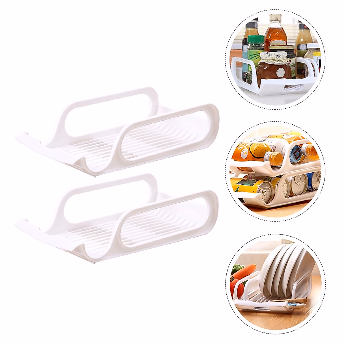Hemoton 2pcs Soda Can Dispenser Beverage Holder for Fridge Kitchen Countertops Cabinets Plastic Canned Food Pantry Storage Rack Beverage Organizer