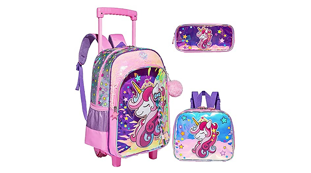 Kids Rolling Unicorn Backpack - Stylish & Functional Travel Bag