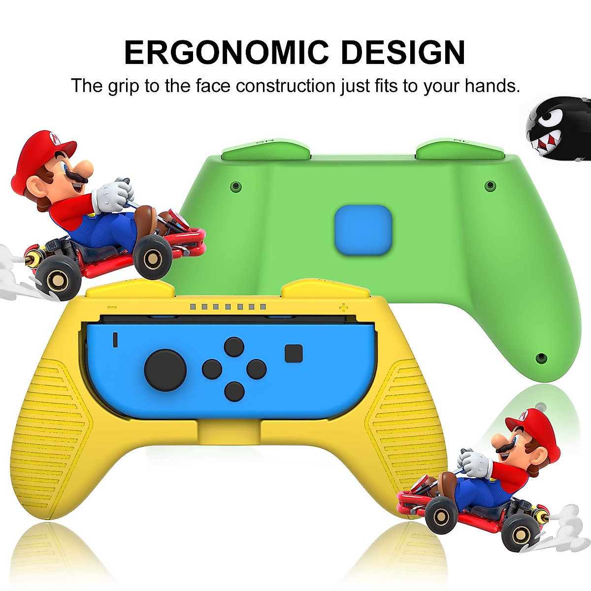 Geserhoo Grip Kit for Nintendo Switch JoyCon Controller - 4 Pack Comfort Game Handle Holder Accessories Fit for Nintendo Switch Controllers (Green&Pink&Yellow&Blue)