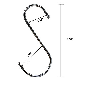 LiXiongBao 10 Pack 4.7 Inches Extra Large S Shape Hooks Heavy-Duty Metal Hanging Hooks Apply Kitchenware Bathroom Utensils Plants Towels Cup Pot Bag Jeans Gardening Multiple Uses Tools