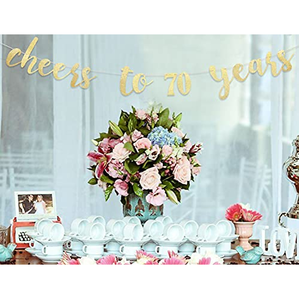 Cheers to 70 Years Banner - 70th birthday banner，happy 70th birthday banner,70th anniversary banner,70th birthday banner for men/women,70 Party Decorations banner