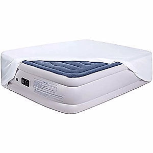 Bedecor Fitted Sheet for Air Mattress Inflate Without Disassembly Convenient & Firm Deep up to 21" White -California King