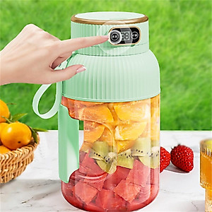 Yulyoie Multifunctional Portable Juicer Cup with Digital Display, Yulyoie Juice Cup Blender, Portable Blender USB Rechargeable, Portable Smoothie Blender on the Go (Single cup single lid, Blue)