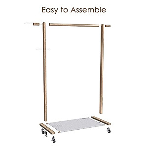 VOGUSLAND Dress Up Rack with Storage Shelf, Kids Clothing Rack with Caster Wheels, Child Garment Rack for Small Space