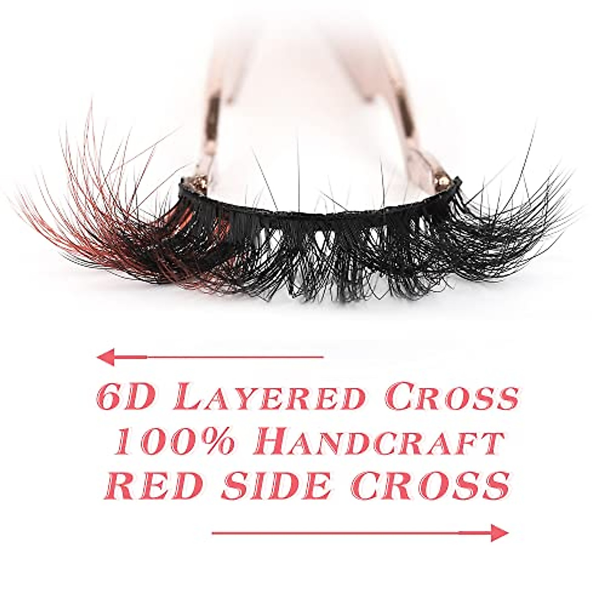False Eyelashes Fluffy Mink Lashes Wispy Colored Lashes Red Strip Lashes Pack by Kiromiro (Red)
