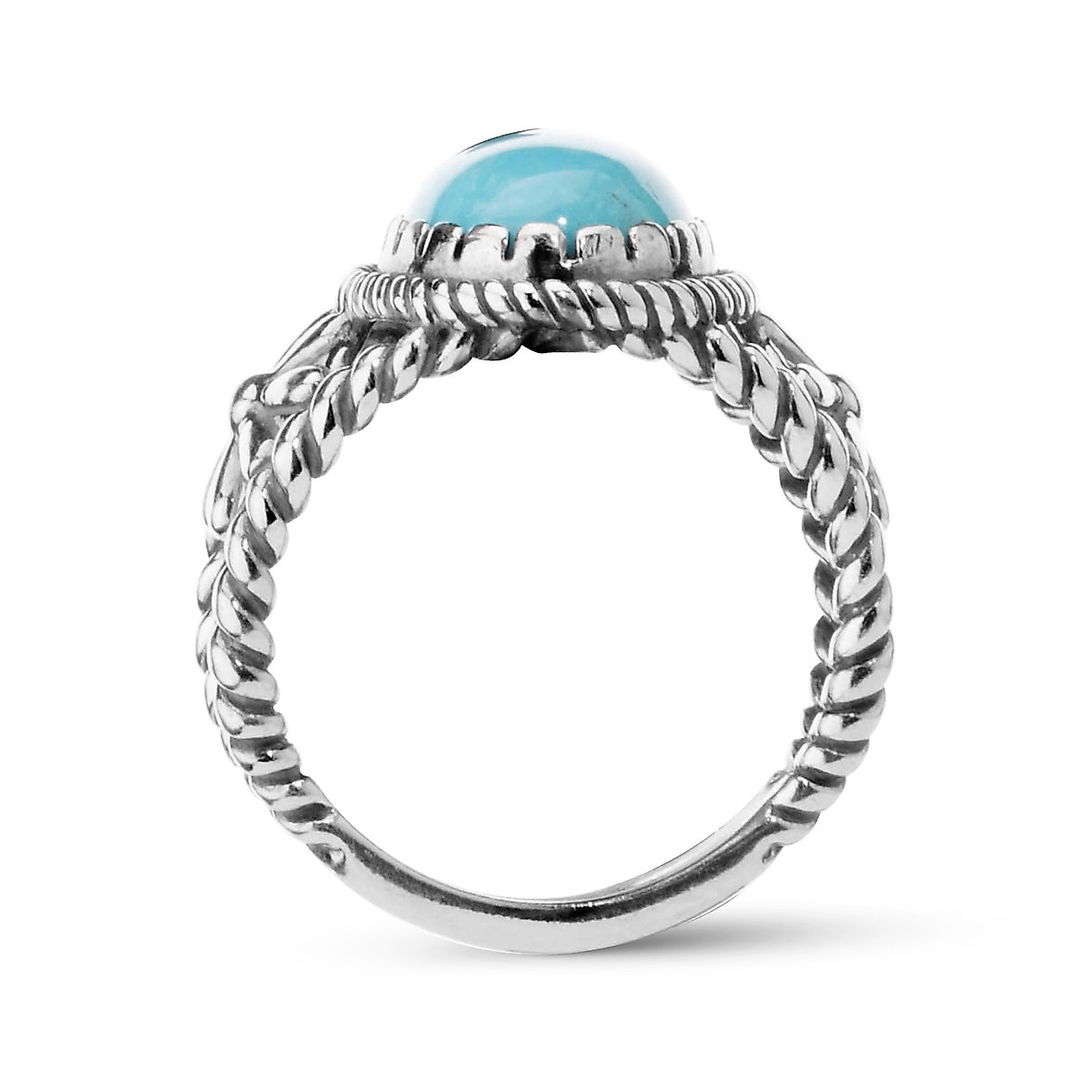 American West Jewelry Sterling Silver Women's & Men's Ring Blue Turquoise Gemstone Native-Inspired Flower Design Size 9