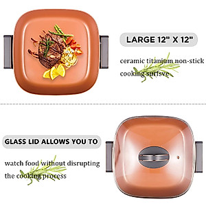 Extra Deep Electric Skillet Nonstick - Serves 3 to 5 People (6Qt.)