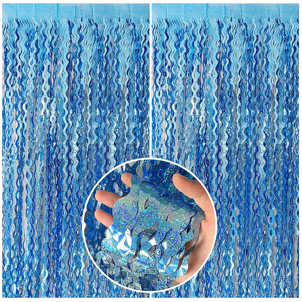 Tinsel Foil Fringe Curtains Wavy Backdrop for Parties Sparkle Metallic Wavy Foil Fringe Backdrop Curtain for Party Decorations Photo Booth Props for Birthday Graduation Wedding