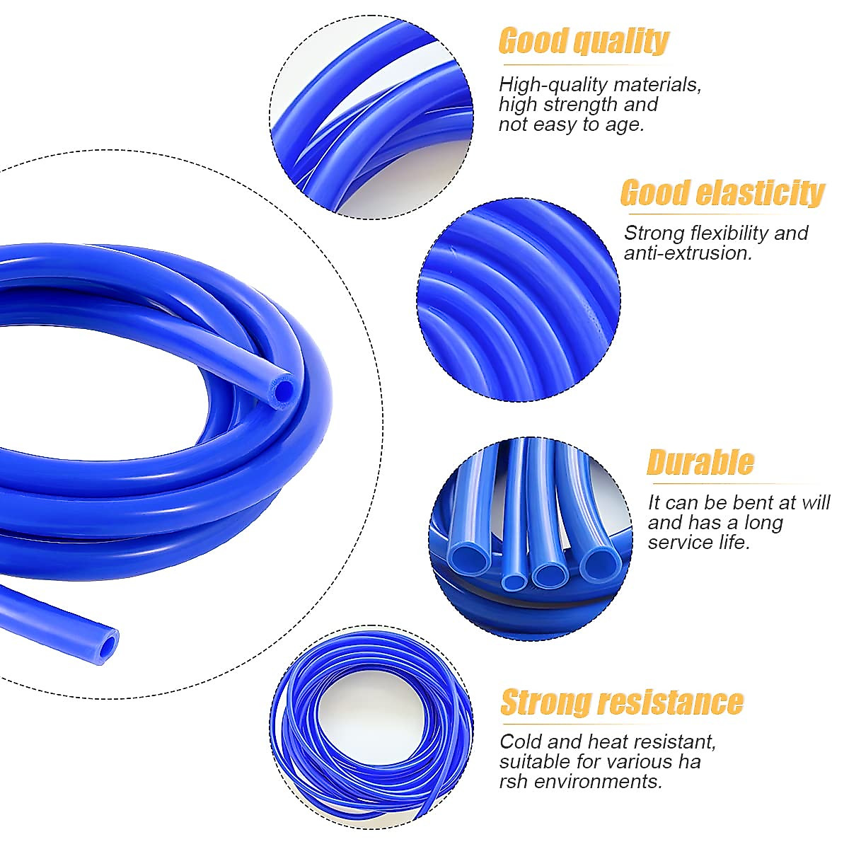 BELOMI Silicone Vacuum Tubing Hose Line, 10 Ft 1/8"(3mm) Inner Diameter Hose, High Tempterature 130PSI Max Pressure for Multiple Use, Auto Replacement Vacuum Hose Line for Vehicle Radiator (Blue)