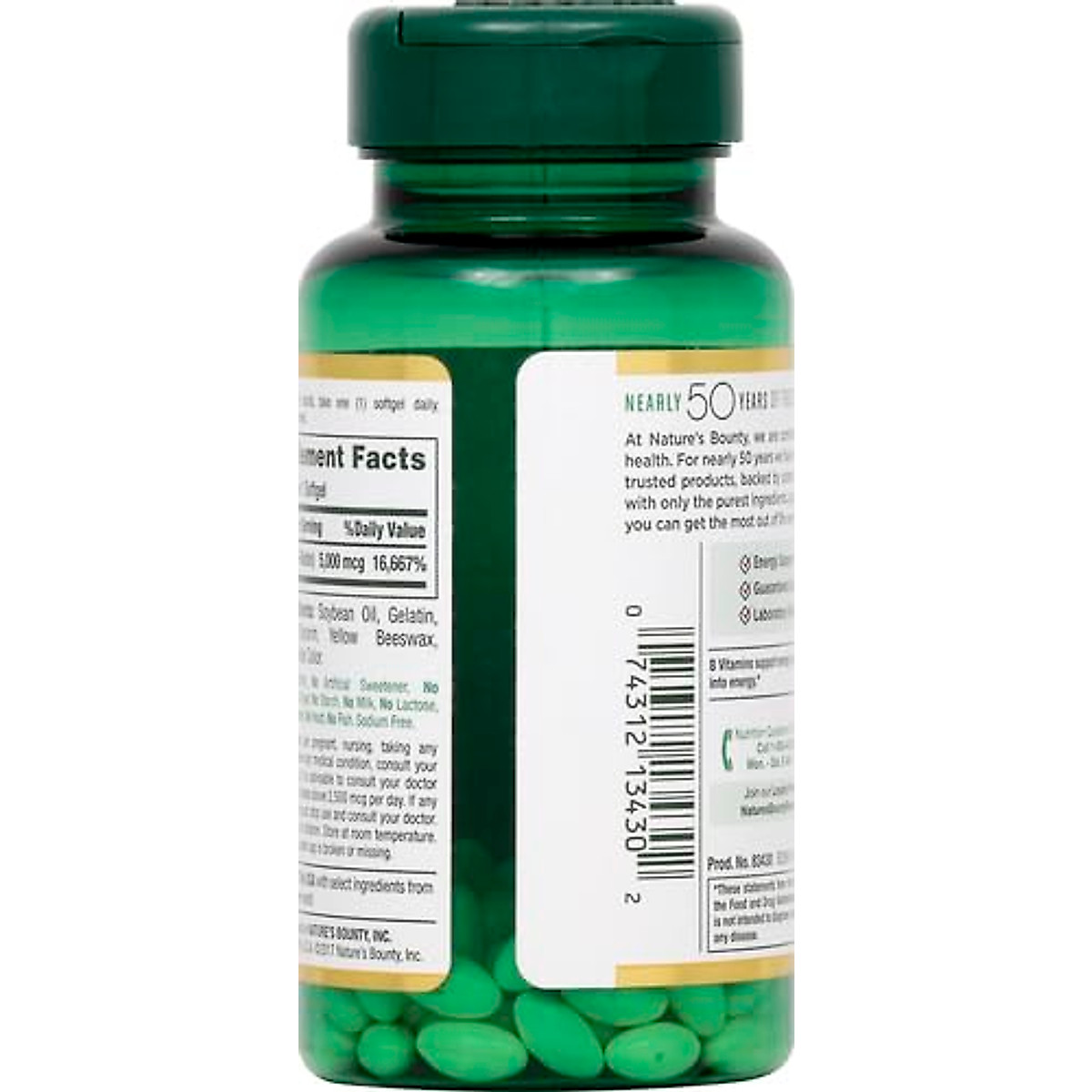 Nature's Bounty Biotin, Vitamin Supplement, Supports Metabolism for Energy and Healthy Hair, Skin, and Nails, 5000 mcg, 72 Softgels