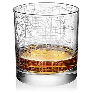 Rocks Whiskey Old Fashioned 11oz Glass Urban City Map Milwaukee Wisconsin