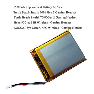 AOLIKES 3.7V 1500mAh Replacement Battery for HyperX Cloud Flight Cloud Alpha, ROCCAT Syn Max Air PC Wireless Gaming Headset and Turtle Beach Stealth 700P Gen 2, 700X Gen 2 Gaming Headset