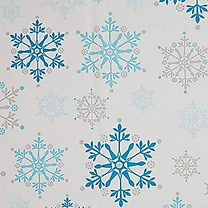 Creative Converting All Over Print Plastic Table cover, 54 x 102", Snowflake Swirls
