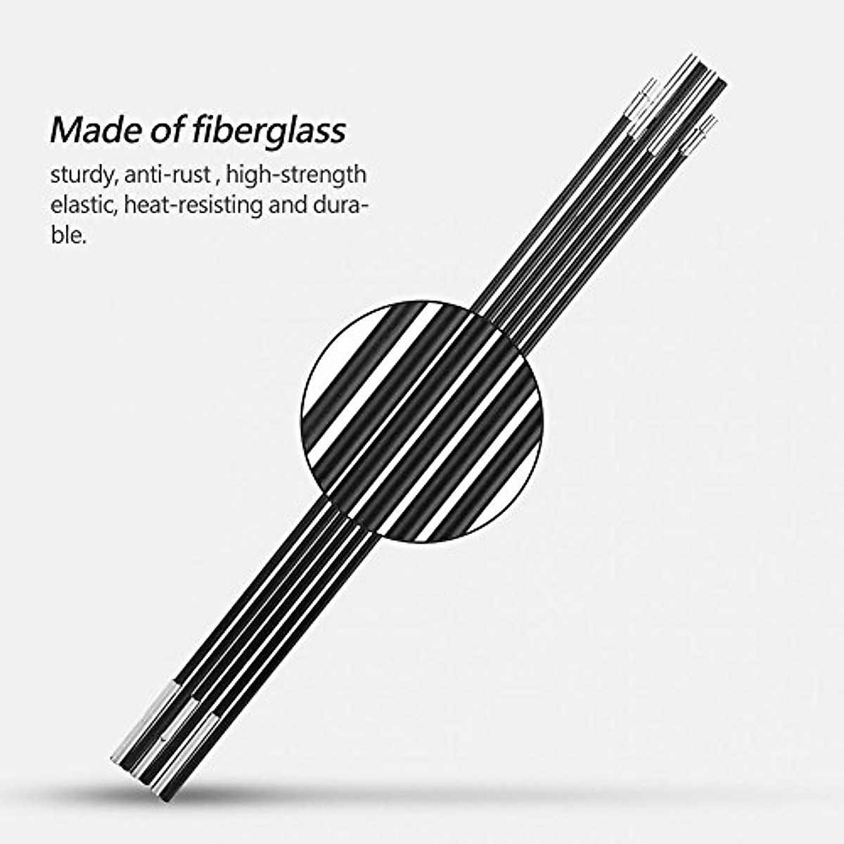 Dilwe Camping Tent Pole, Folding 6 Sections Fibreglass Tent Pole Support Tent Tarp Awning Frames Replacement Sun Rain Shelter for Hiking Camping