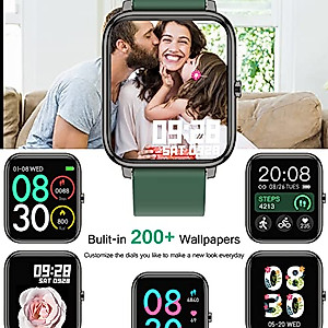 Popglory Smart Watch, Smartwatch with Blood Pressure, Blood Oxygen Monitor, Fitness Tracker with Heart Rate Monitor, Full Touch Fitness Watch for Android & iOS for Men Women