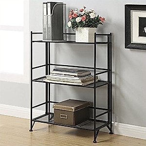 Pemberly Row 3 Tier Wide Folding Shelf in Black