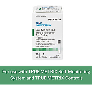 McKesson TRUE METRIX Self-Monitoring Blood Glucose Test Strips, 50 Strips, 3 Packs, 150 Total