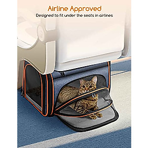 Cat Carrier, Meowant Airline Approved Pet Carrier, 3 Sides Expandable Dog Carrier with Fleece Pad, 3 Doors for Cats, Dogs, Puppy and Small Animals