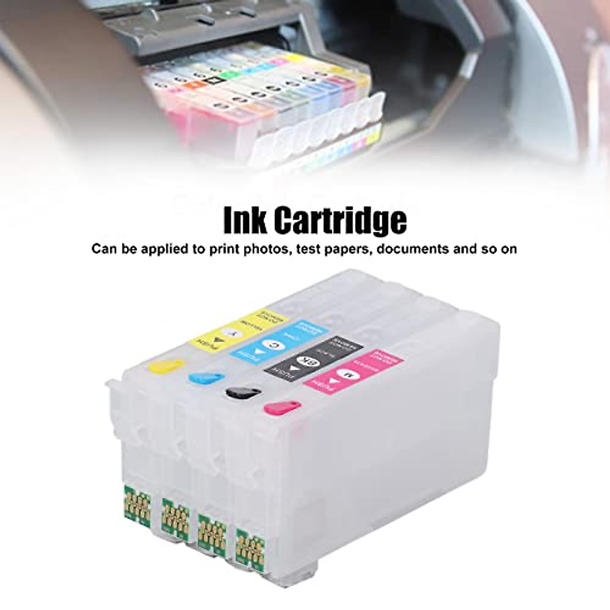 Hilitand Printing Ink Cartridge 4 Colors Inkjet Cartridge PP BK C M Y Ink Cartridges Replacement for Photo Paper Document (ICBK84/ICC84/ICM84/ICY84)