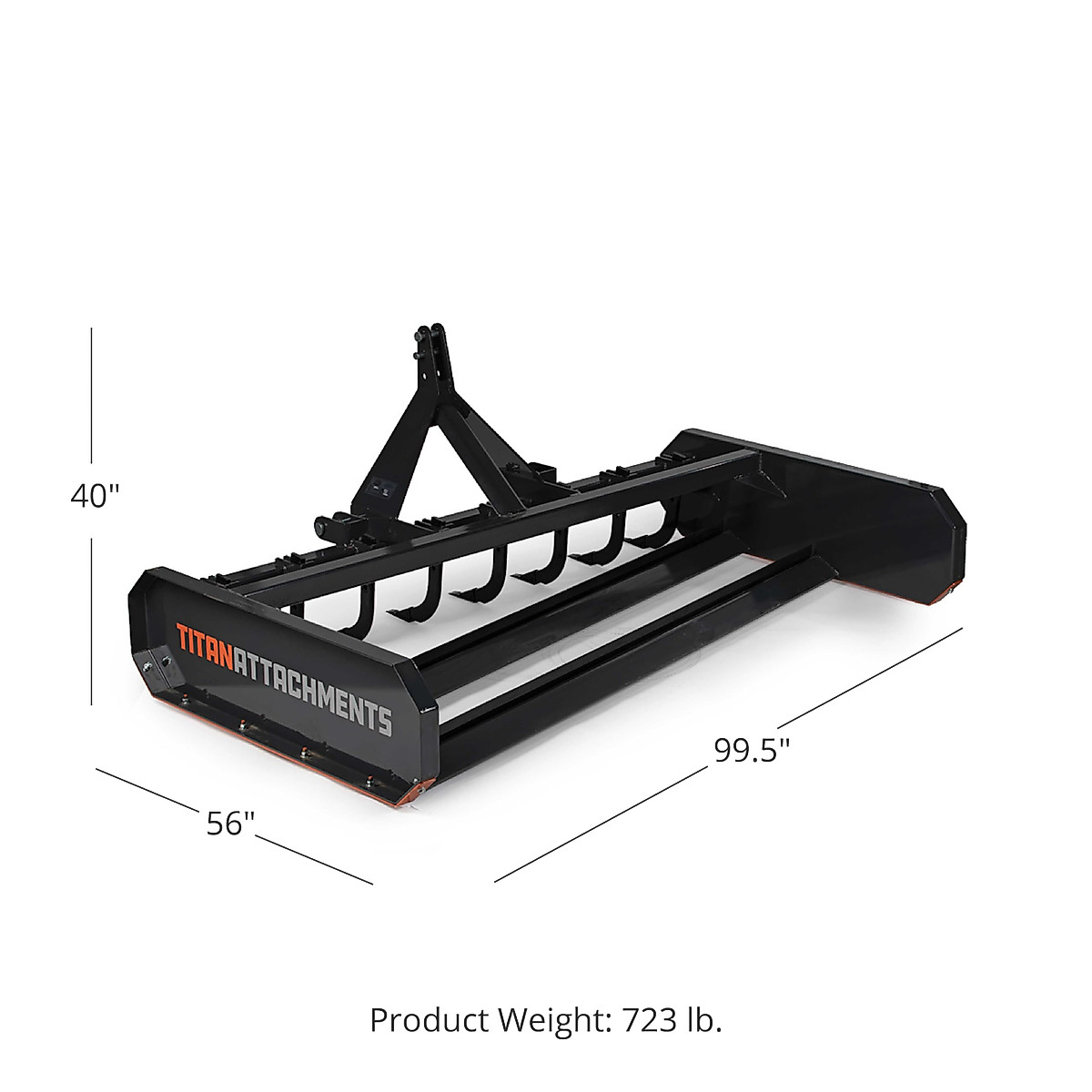 Titan Attachments 8 FT Land Leveler and Grader with Shanks for 3 Point Tractor Fits Cat 1 and Cat 2