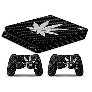 Skin Ps4 Slim - Carbon Fiber Marijuana - Limited Edition Decal Cover ADESIVA Playstation 4 Slim Sony Bundle